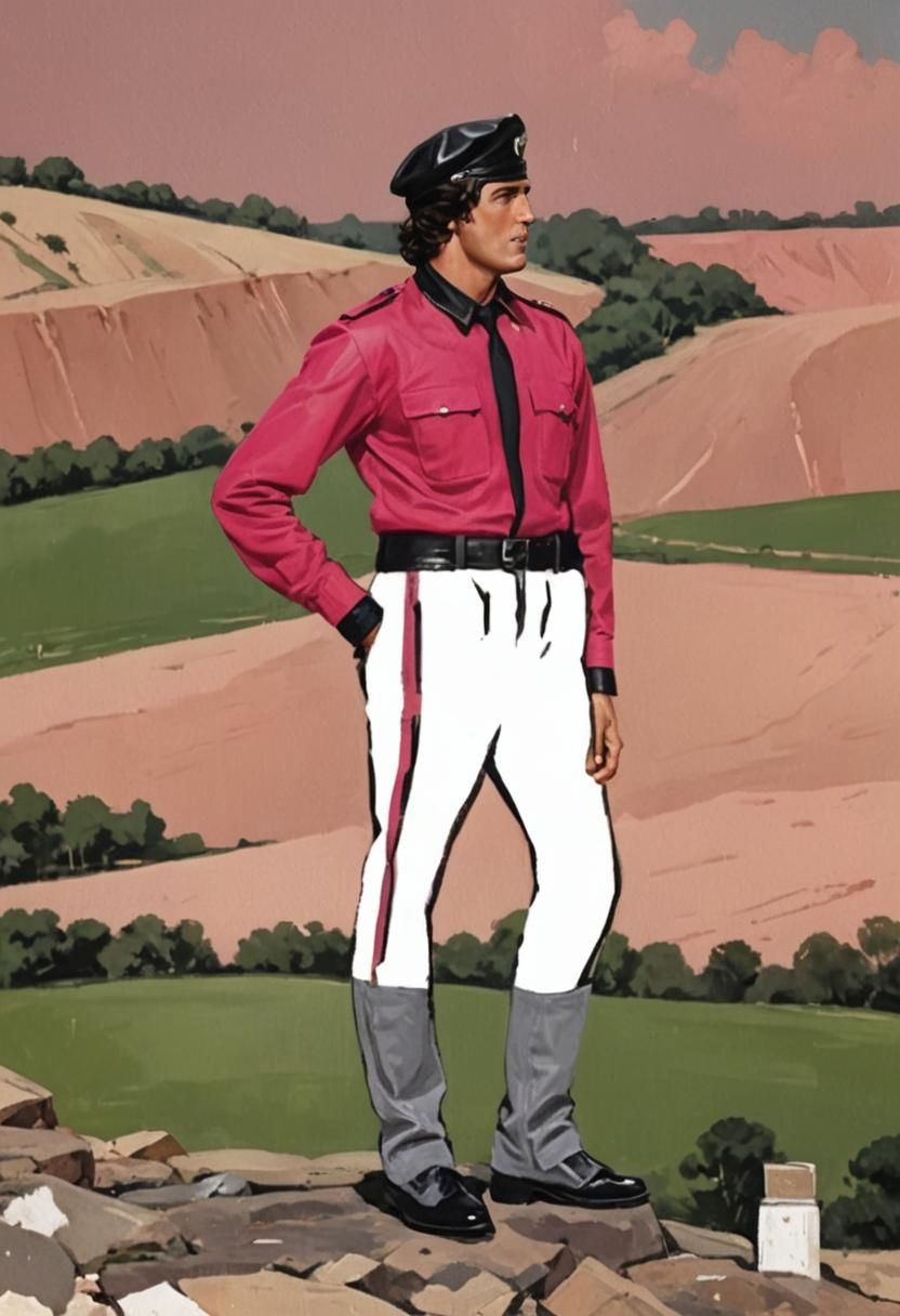 A mix or morph of Rock Hudson and Elliot Page aged 25, wearing pink ...