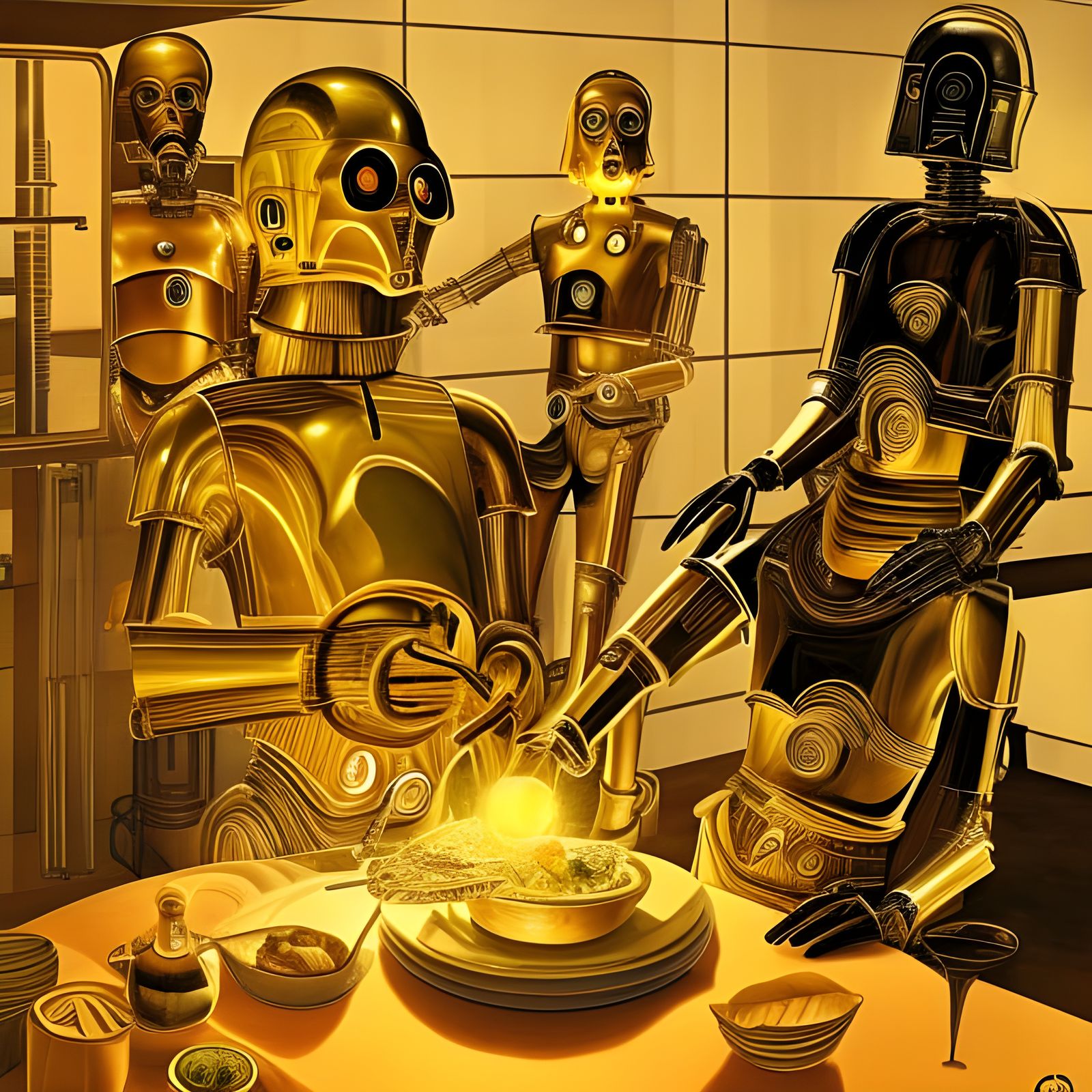 How many robots does it take to make you breakfast? - AI Generated Artwork - NightCafe Creator