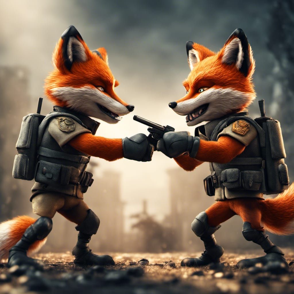 cartoon fox soldier fight - AI Generated Artwork - NightCafe Creator