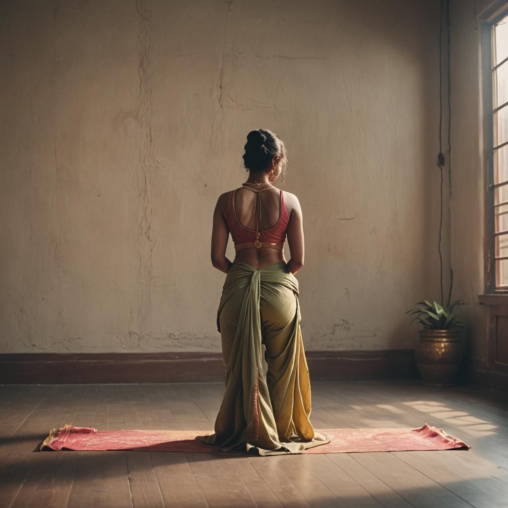 Doing yoga in a saree - AI Generated Artwork - NightCafe Creator