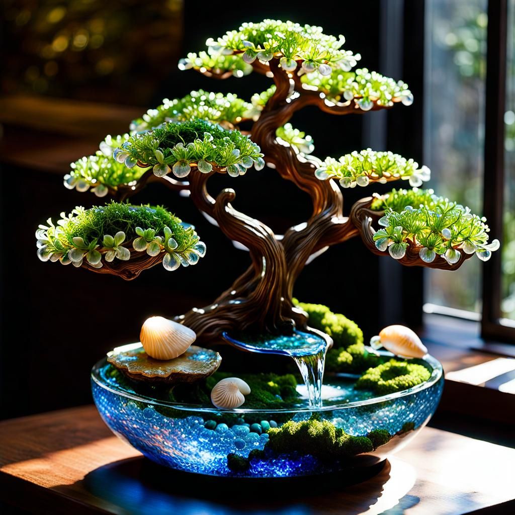 Little Bonsai Tree Desktop Fountain - AI Generated Artwork - NightCafe ...