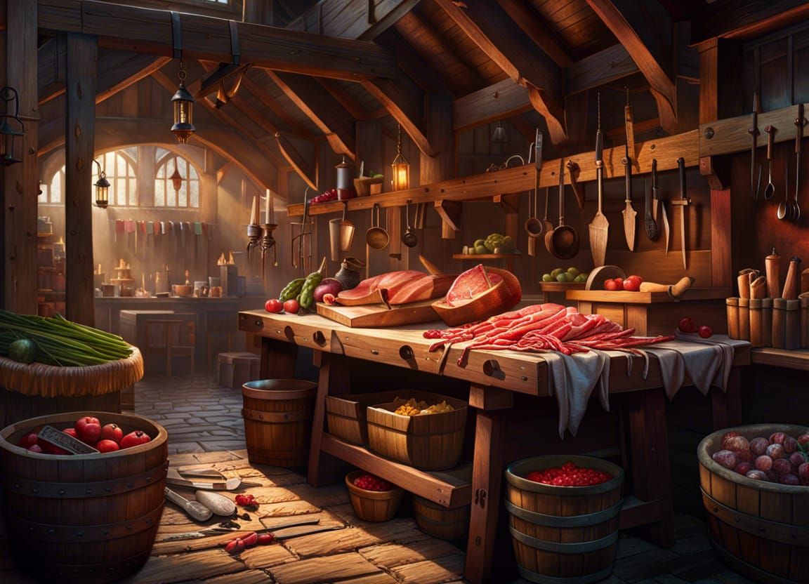 Medieval Market, The Butcher’s Block - AI Generated Artwork - NightCafe ...