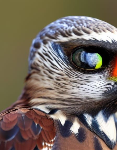 Falcon eye closeup, colorful feathers, large bird - AI Generated ...