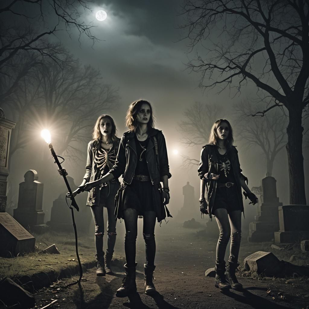 girls making video in a cemetery - girls making video in a c...