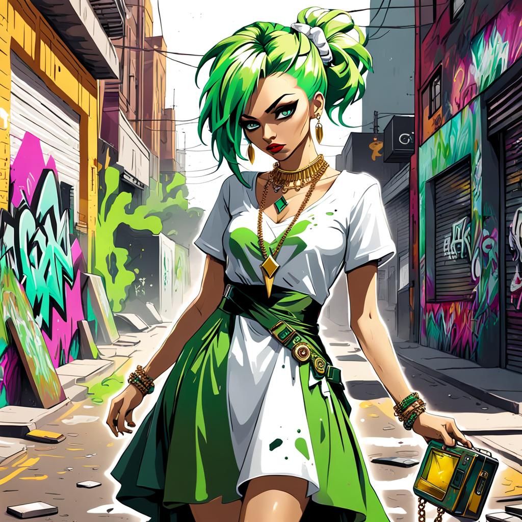 Green punk beauty - AI Generated Artwork - NightCafe Creator