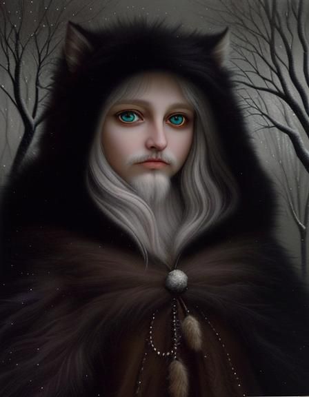 Canvas texture, Fine art oil painting. The Druids eyes comforted us ...