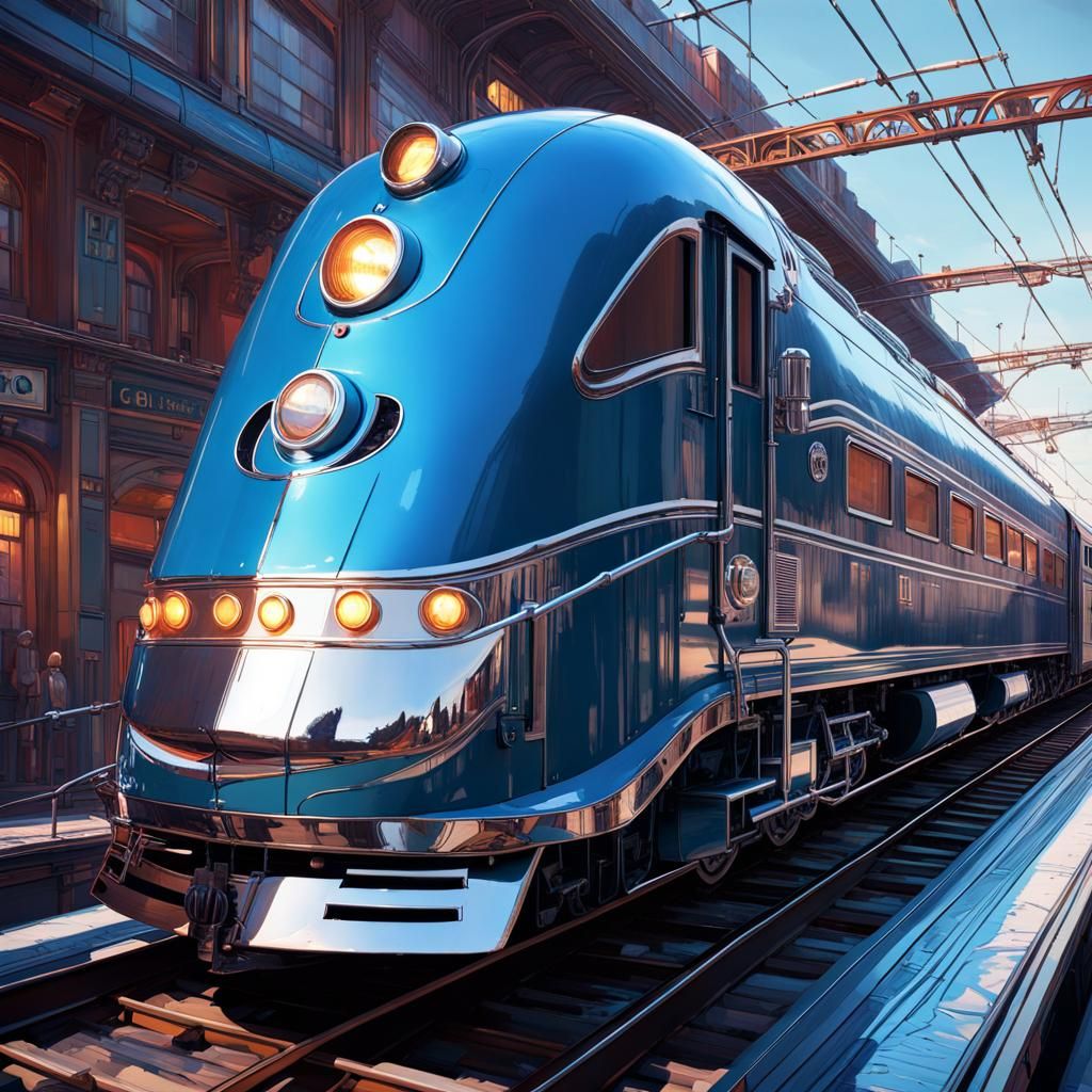 Art Deco train - AI Generated Artwork - NightCafe Creator