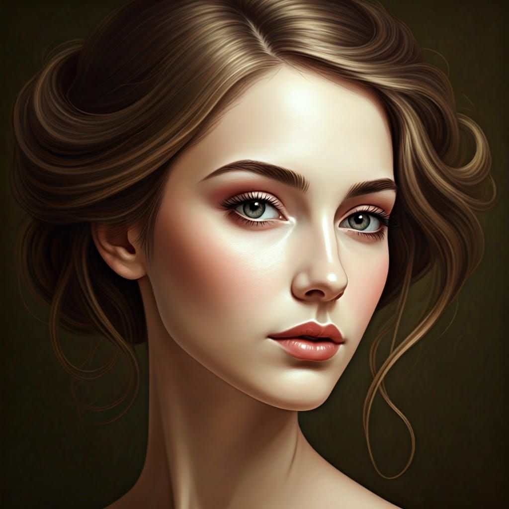 Female model - Elegant Art Nouveau Woman in Soft Focus