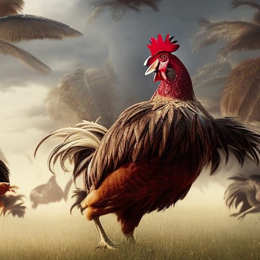 One Scared Rooster! - AI Generated Artwork - NightCafe Creator