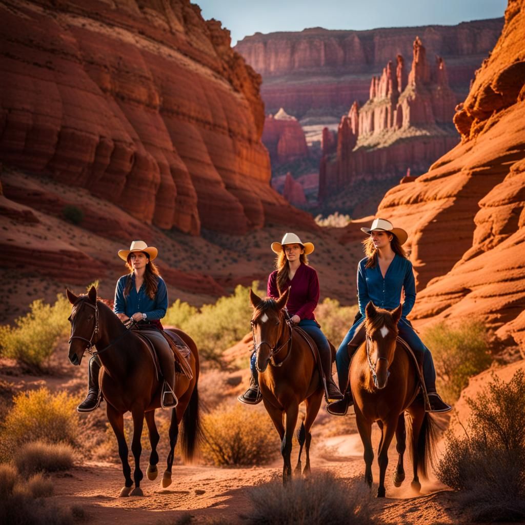 On Horseback in the Desert Canyon. - AI Generated Artwork - NightCafe ...