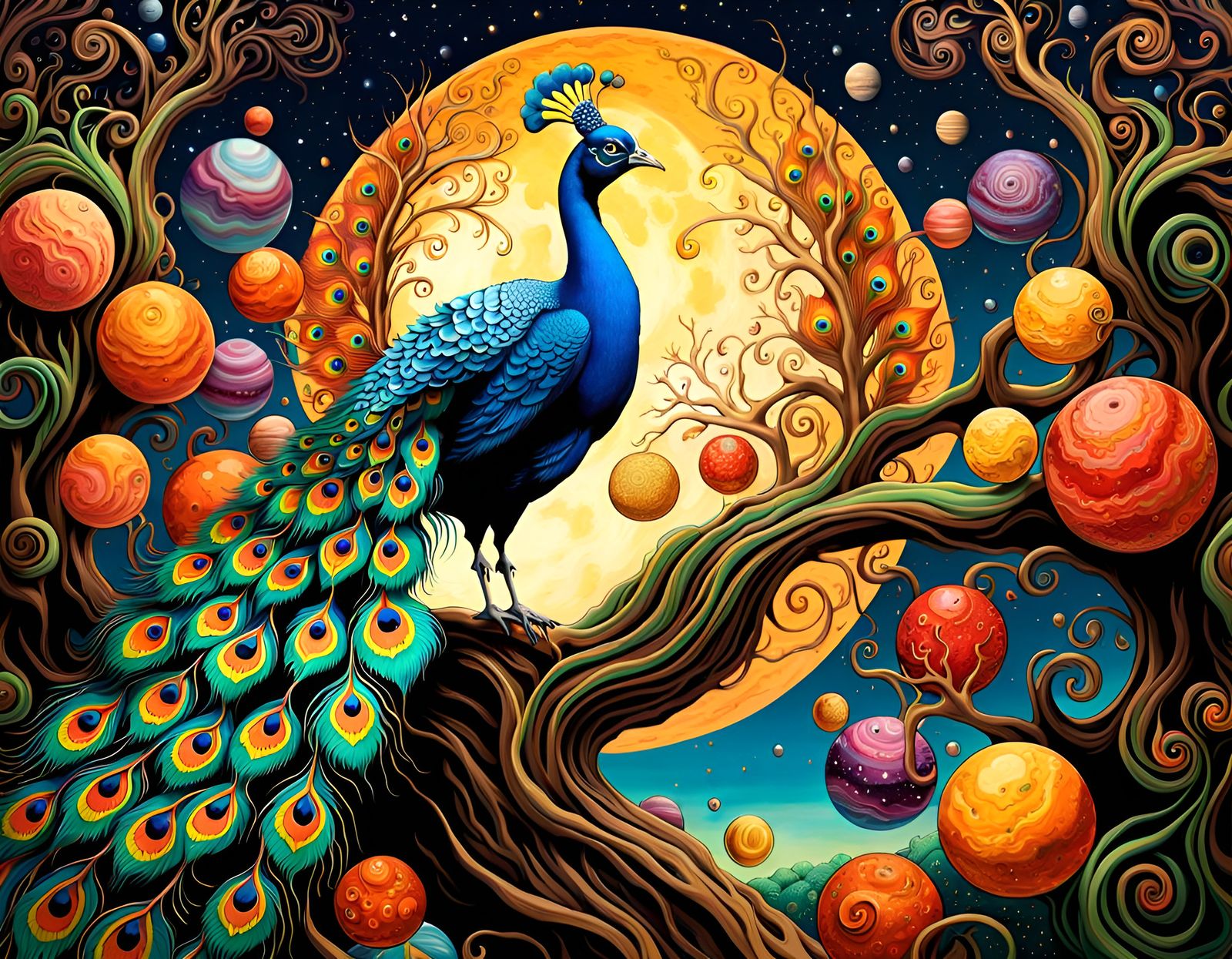 Trippy Peacock - AI Generated Artwork - NightCafe Creator