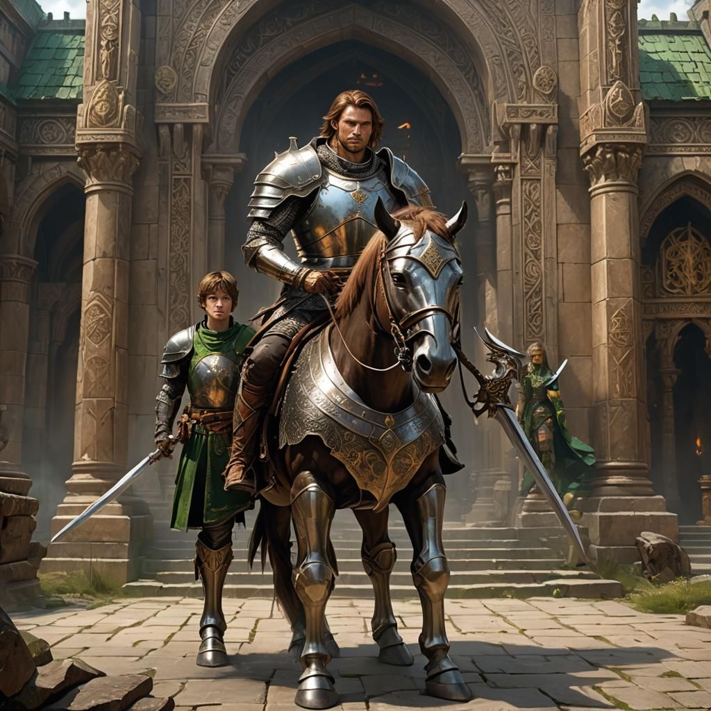 D&D character, fantasy setting, young male Paladin, wearing plate mail ...