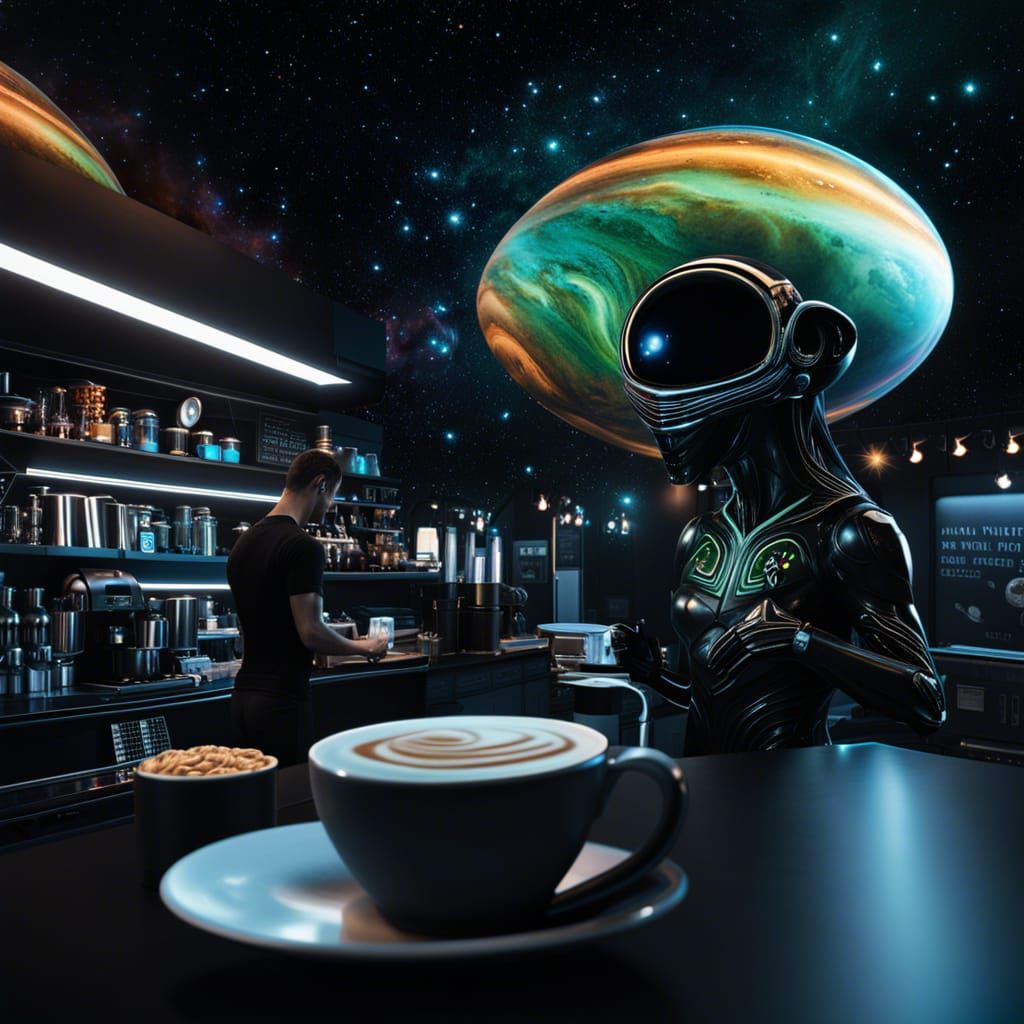 Coffee Shop in Space #12 - AI Generated Artwork - NightCafe Creator