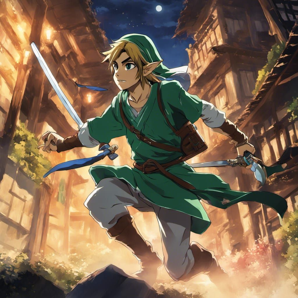 Link from the Legend of Zelda as a ninja in the night - AI Generated ...
