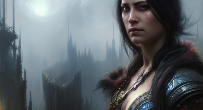 "Crying Gypsy" dark fantasy by Pino Daeni, dystopian landscape - AI ...