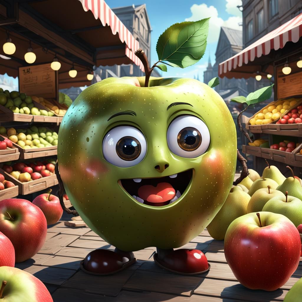 Apple in a fruit market - AI Generated Artwork - NightCafe Creator