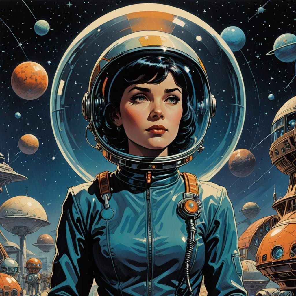 Space - Retro-Futuristic Star Creatures in Cosmic Backdrop