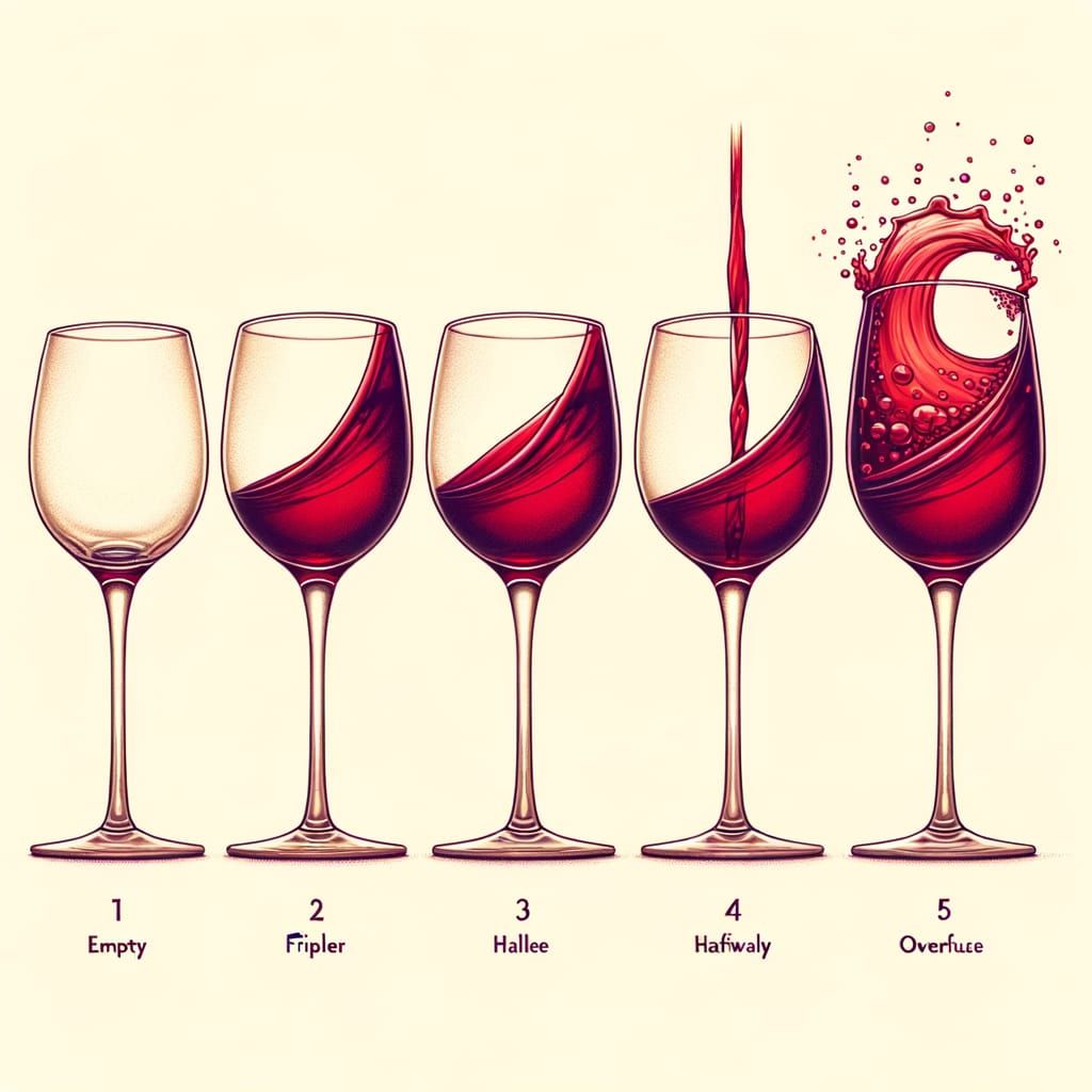 I luv wine 🍷 - Five Wine Glasses with Red Wine