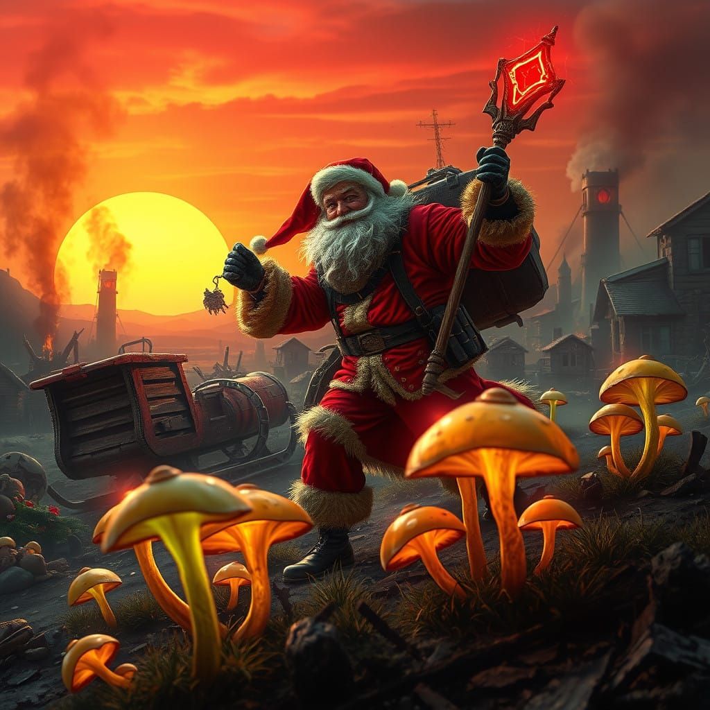 Dark Apocalypse Santa Battles Fearsome Christmas A... - AI Art