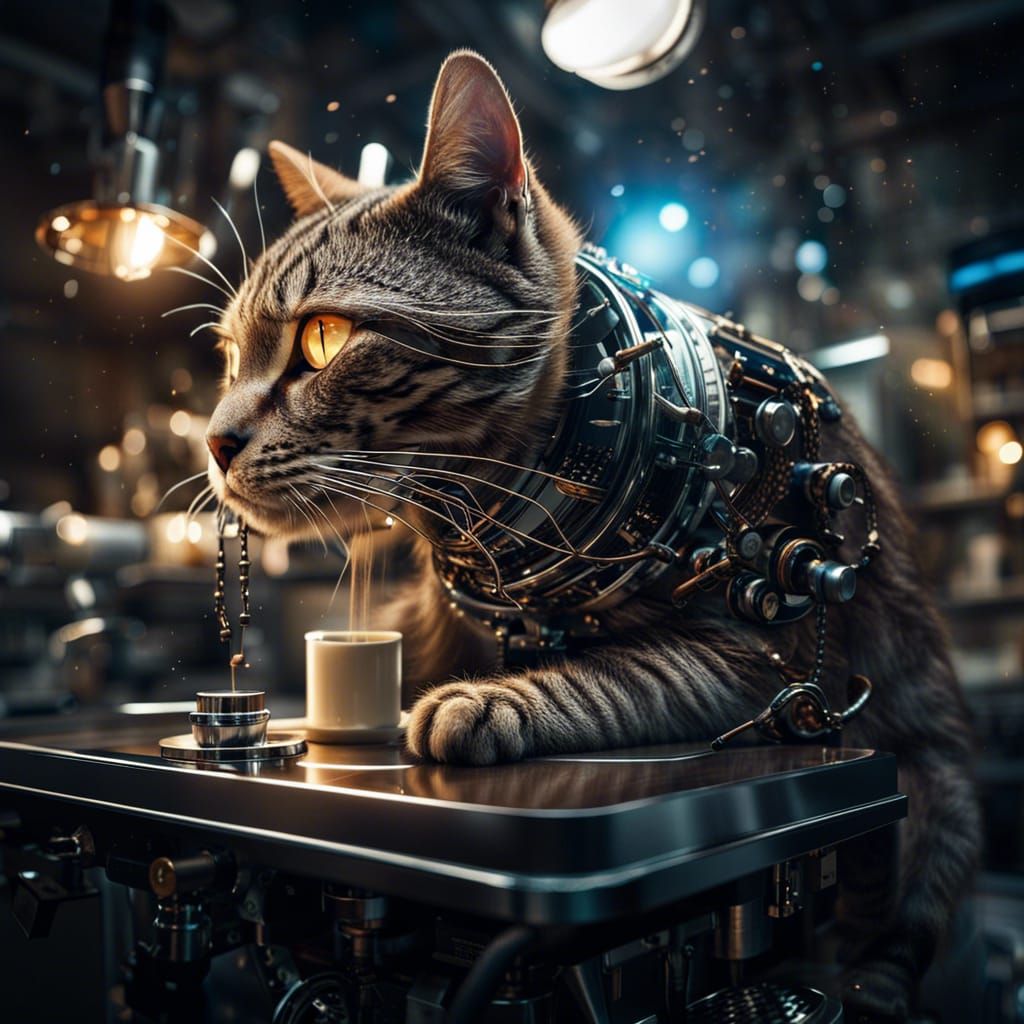 by Aleksi Briclot, Johannes Voss, Steve Argyle; Cat Barista, intricate ...