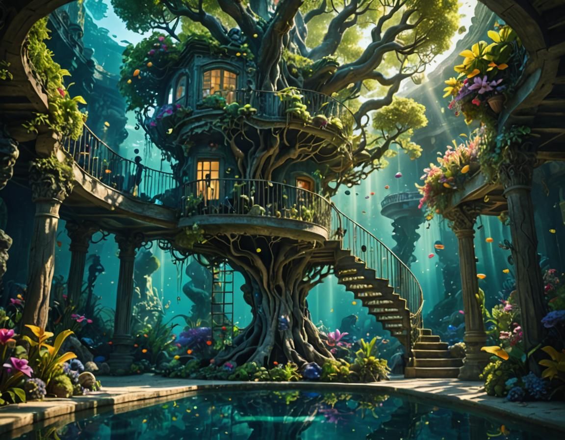Magical tree house - AI Generated Artwork - NightCafe Creator
