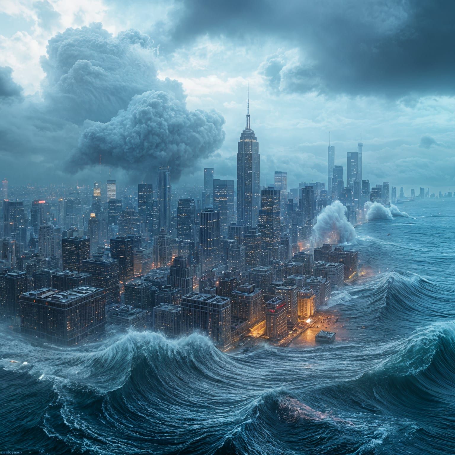 Epic New York Tsunami Disaster in Unreal Engine 5 - AI Art