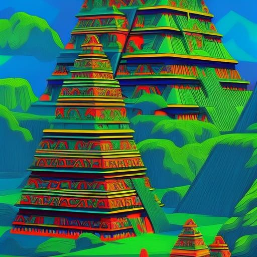 Mayan temple in the jungle pixiv futuristic spiraling Behance HD soft ...