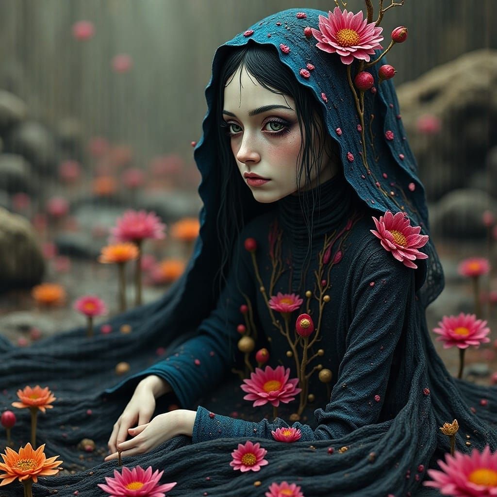 Moirai Weaving Destiny in Hyper-Realistic Felted W... - AI Art