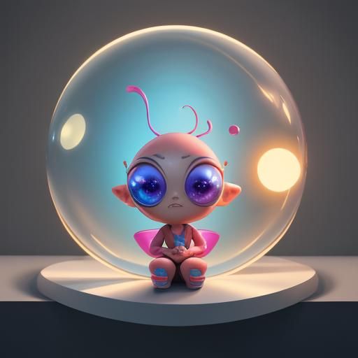bobble-head alien in front of her bubble-ship - AI Generated Artwork ...
