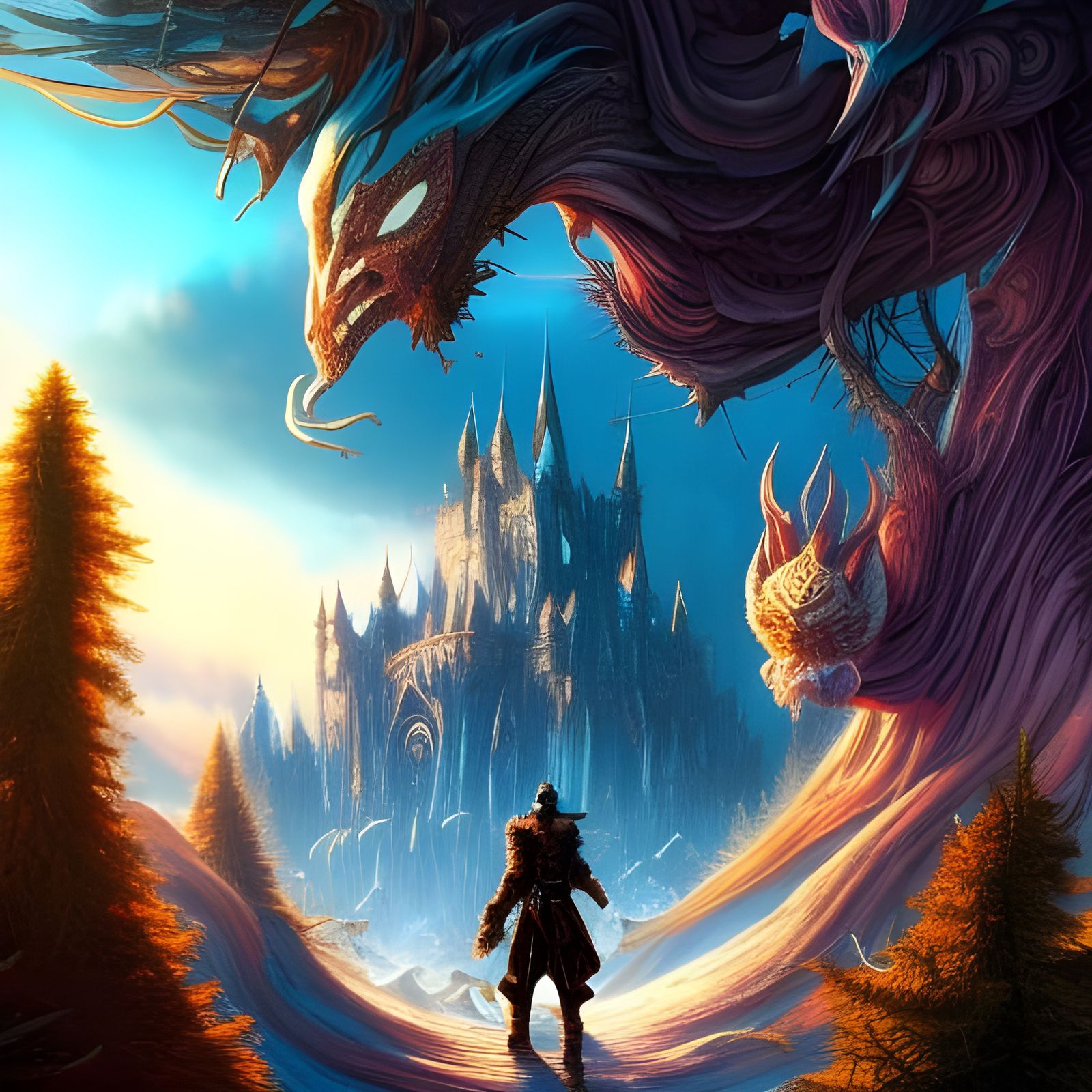 Dragon Guards the Castle - AI Generated Artwork - NightCafe Creator