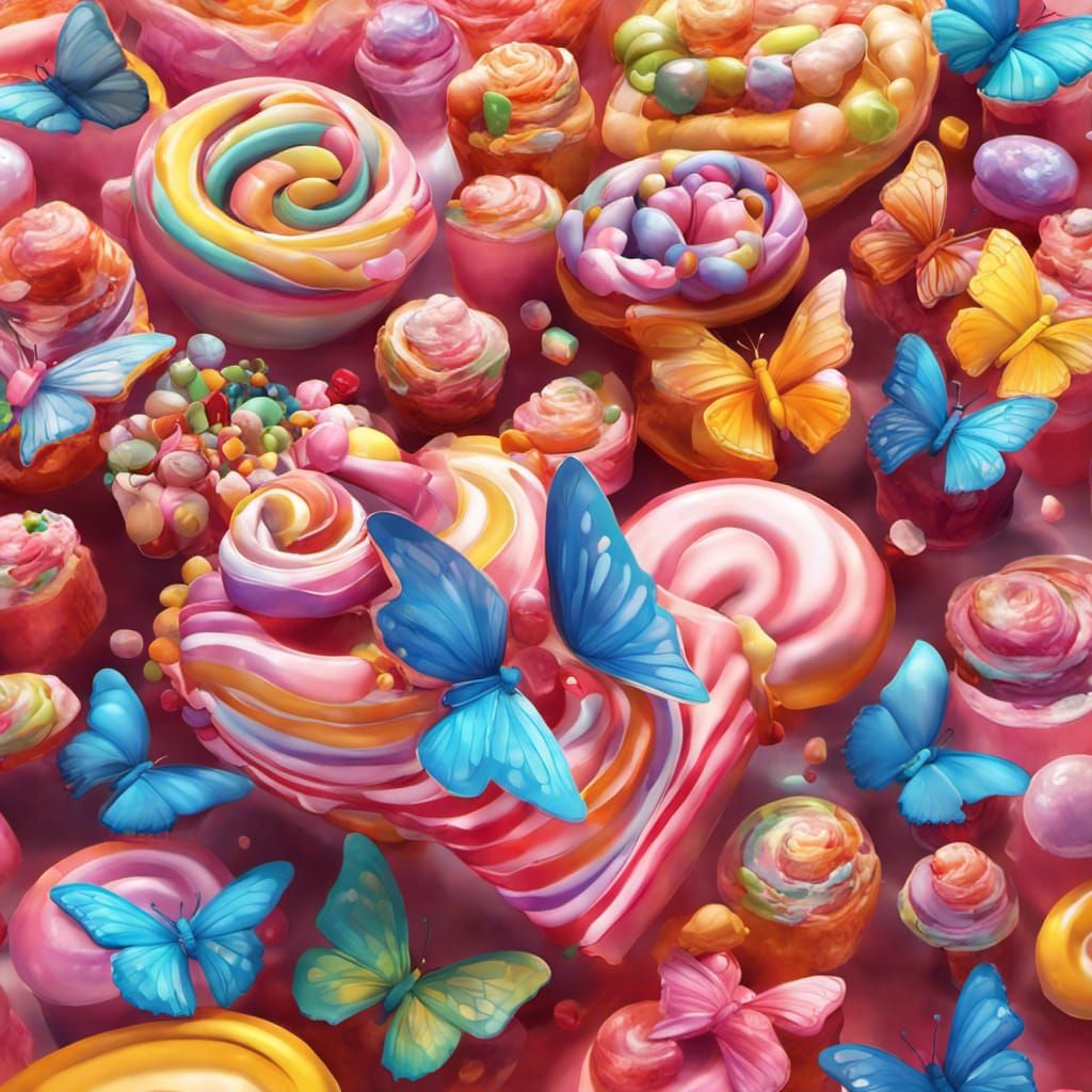 Butterflies, let dreams fly Candy art style! Whimsical playful colorful ...