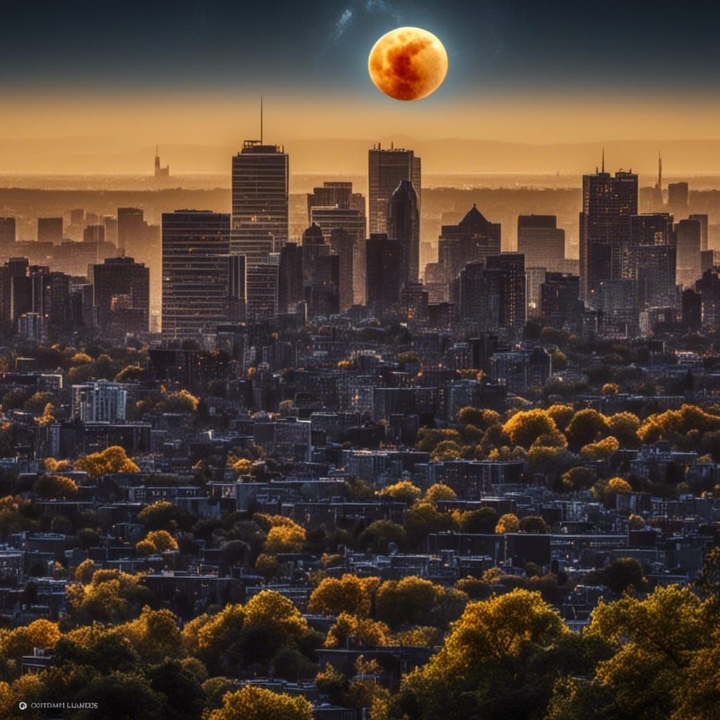 Solar eclipse over Montreal Skyline - AI Generated Artwork - NightCafe ...