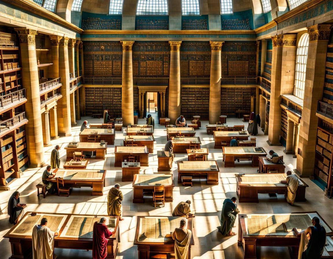 The Majestic Ancient Alexandria Library - AI Generated Artwork ...