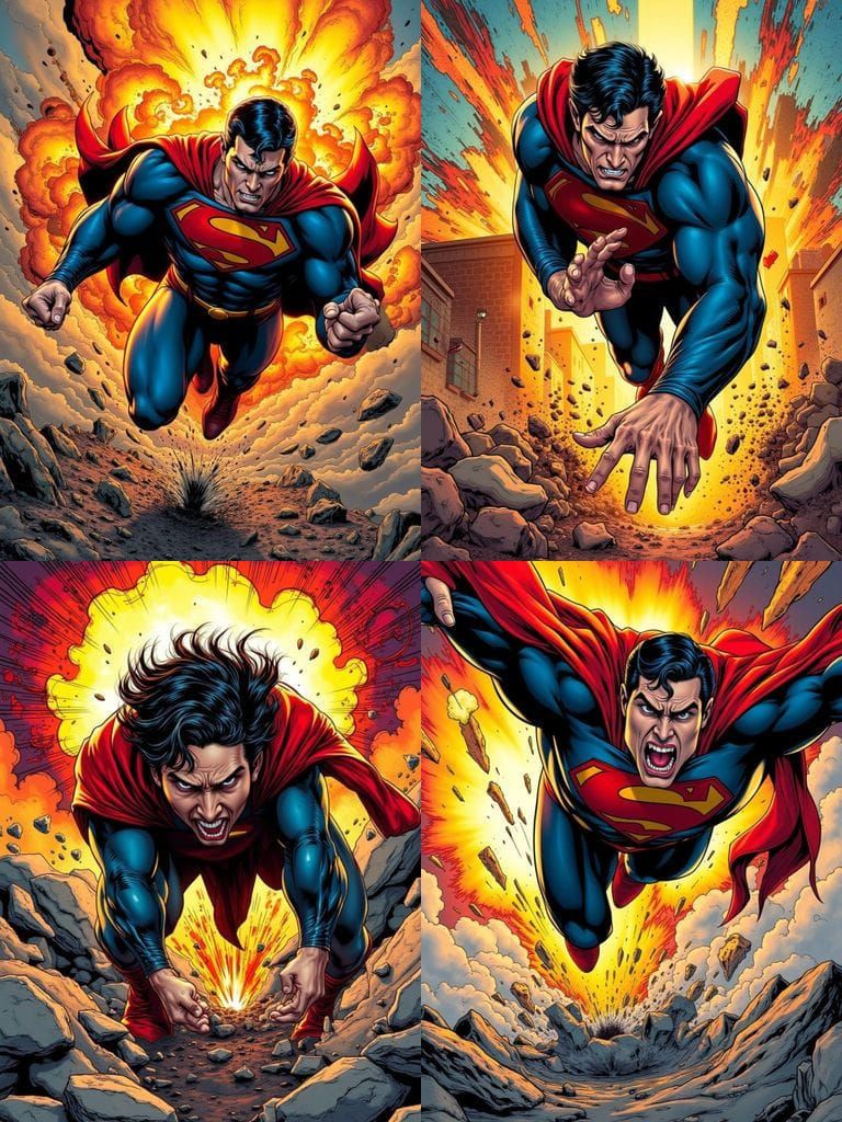 Superman Punches Through Earth in Graphic Novel St... - AI Art