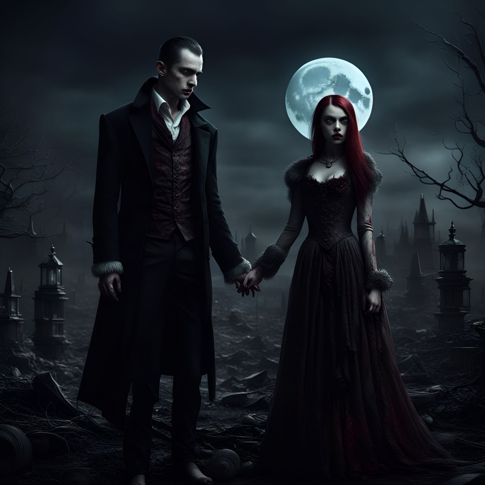 Vampire couple - AI Generated Artwork - NightCafe Creator