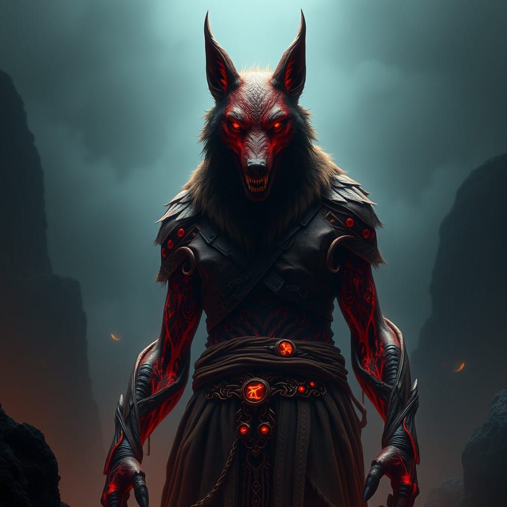 Fearsome Skinwalker Emerges from Lava-Hued Body - AI Art