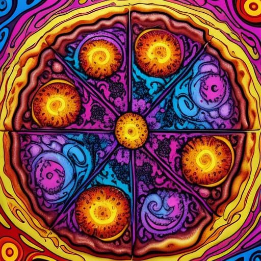 A delicious pepperoni pizza, dripping of cheese, thick steam rising ...