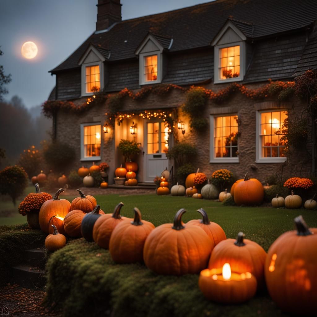 Rustic Halloween Cottage - AI Generated Artwork - NightCafe Creator