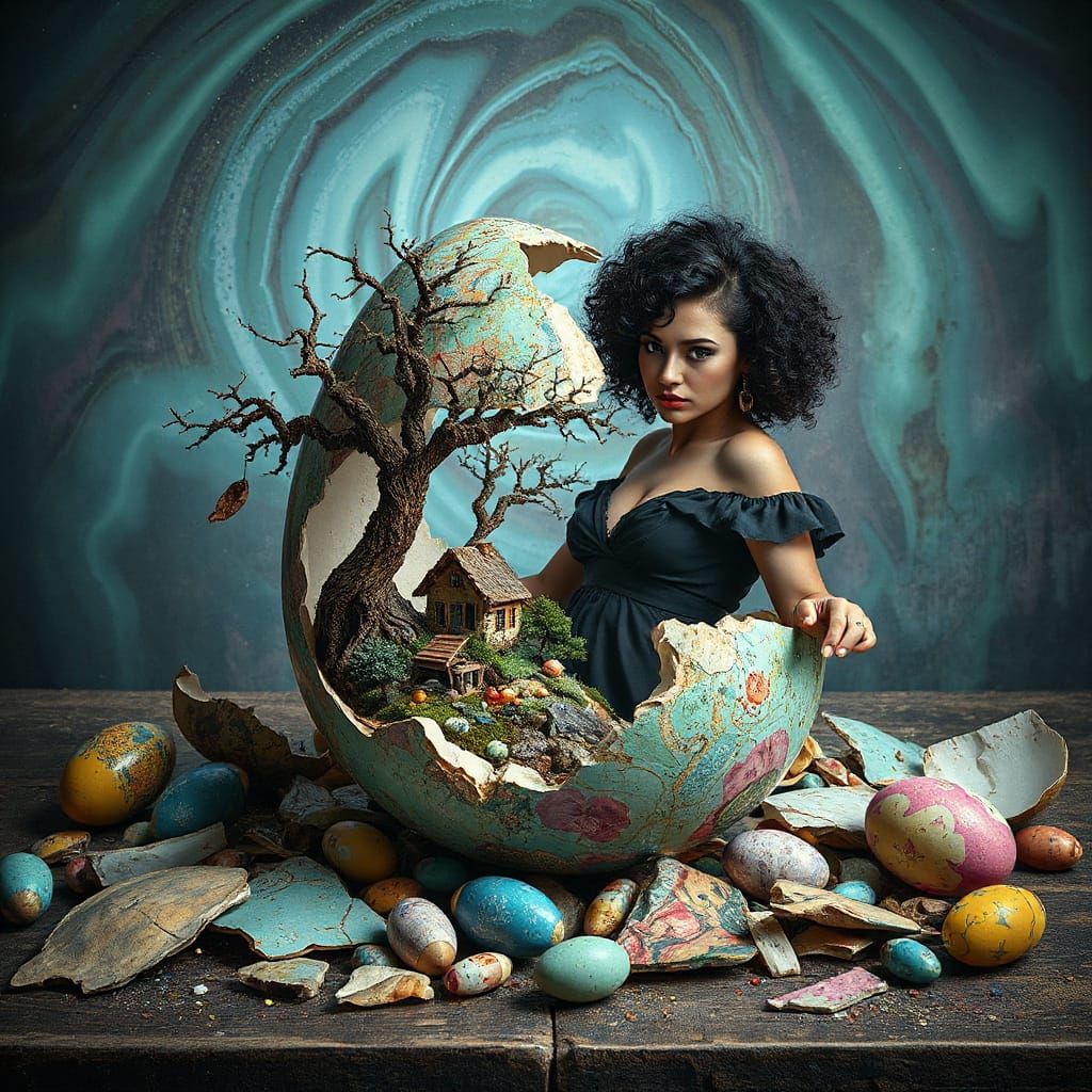 a broken easter egg - a broken easter egg