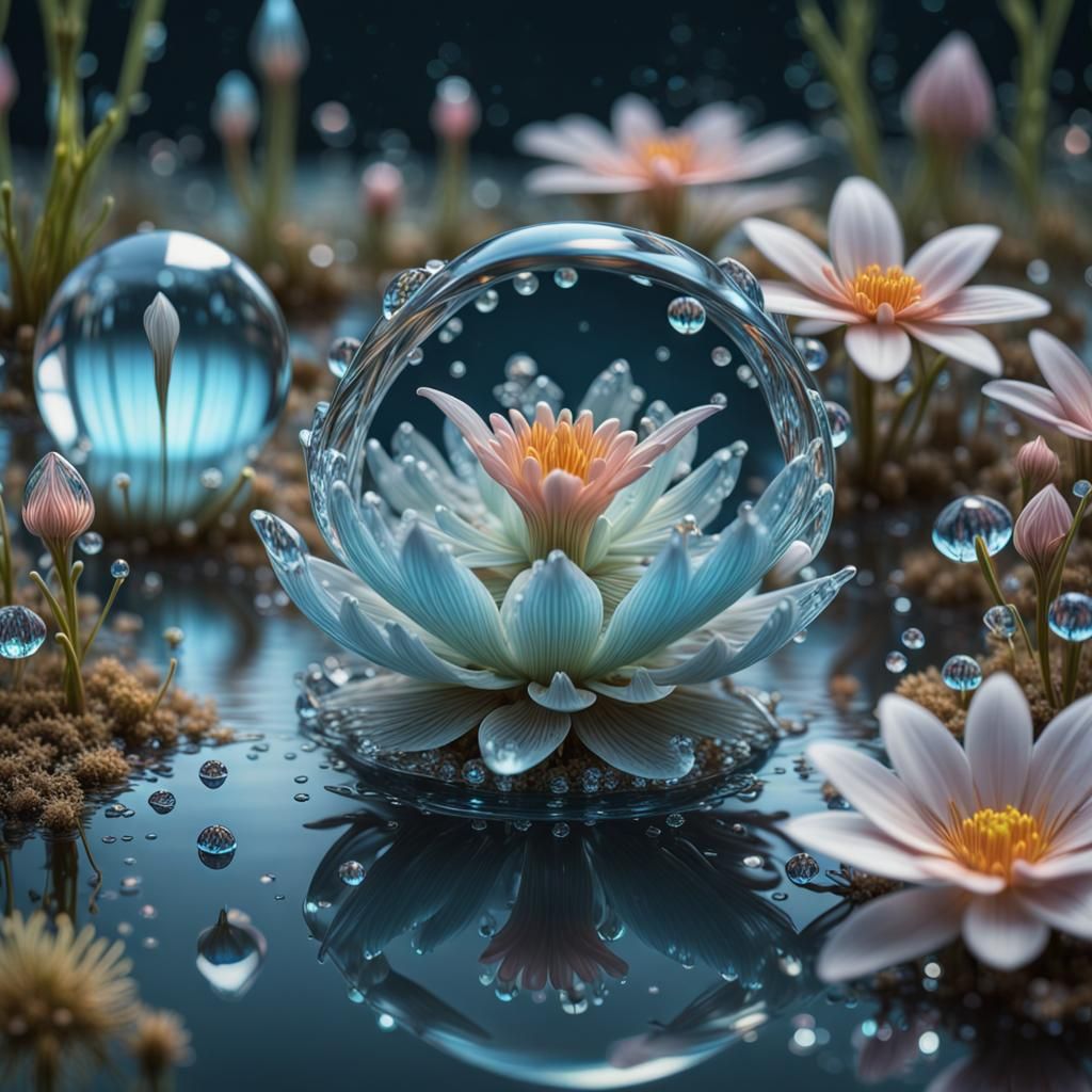 A Water drop Flower. - AI Generated Artwork - NightCafe Creator