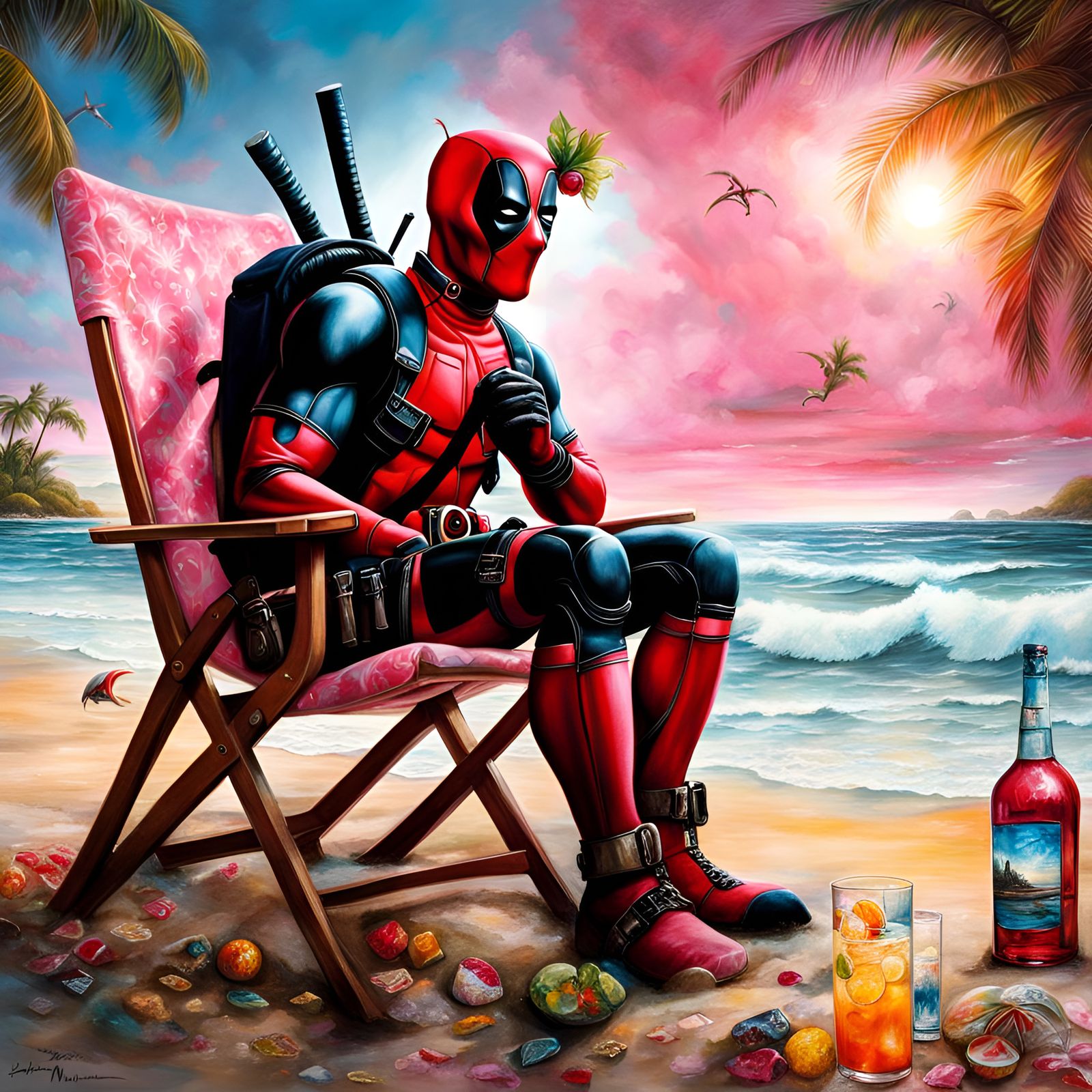 Deadpool's Day Off: Beach Bum Bonanza - AI Generated Artwork ...