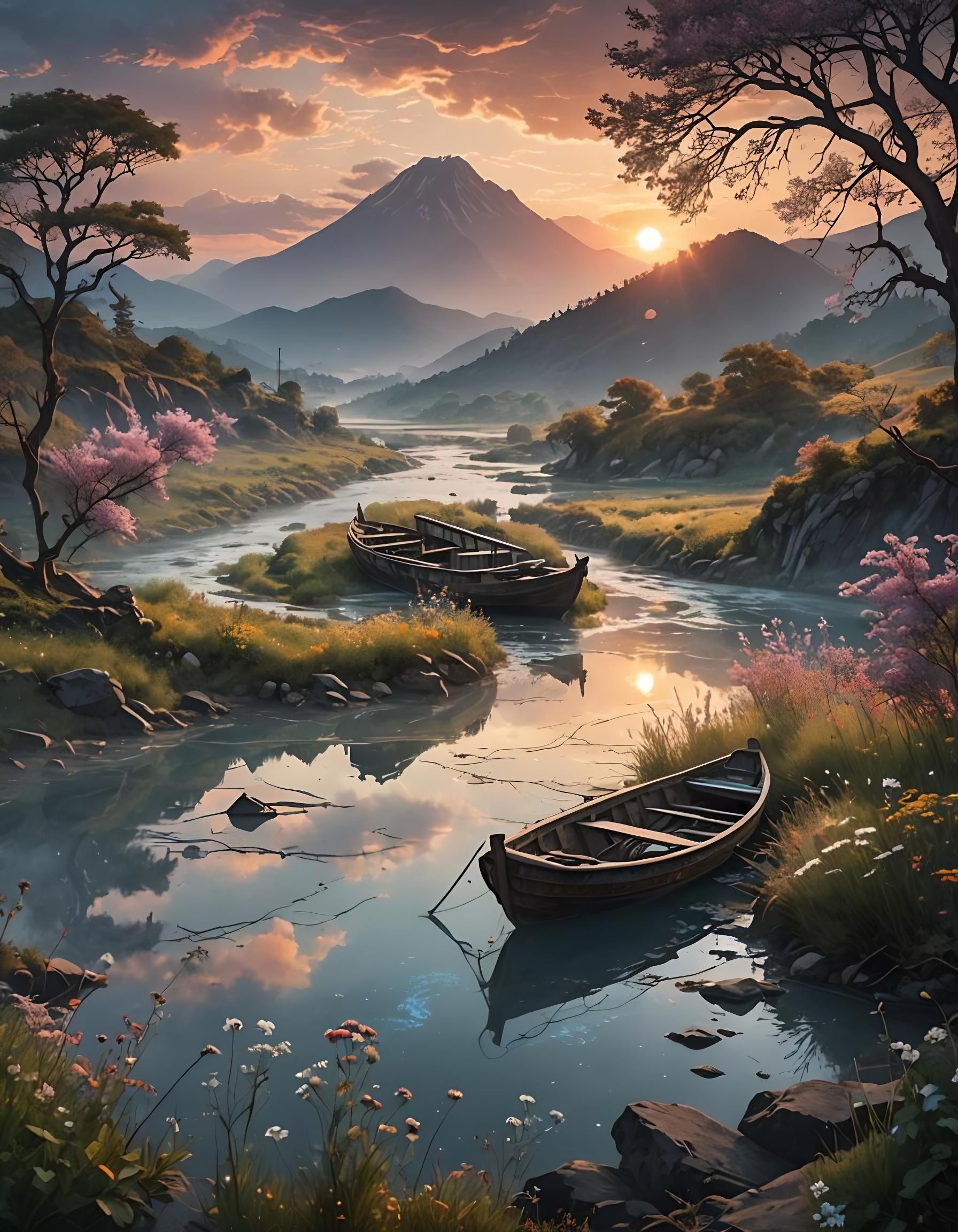 Sunset riverscape : r/nightcafe