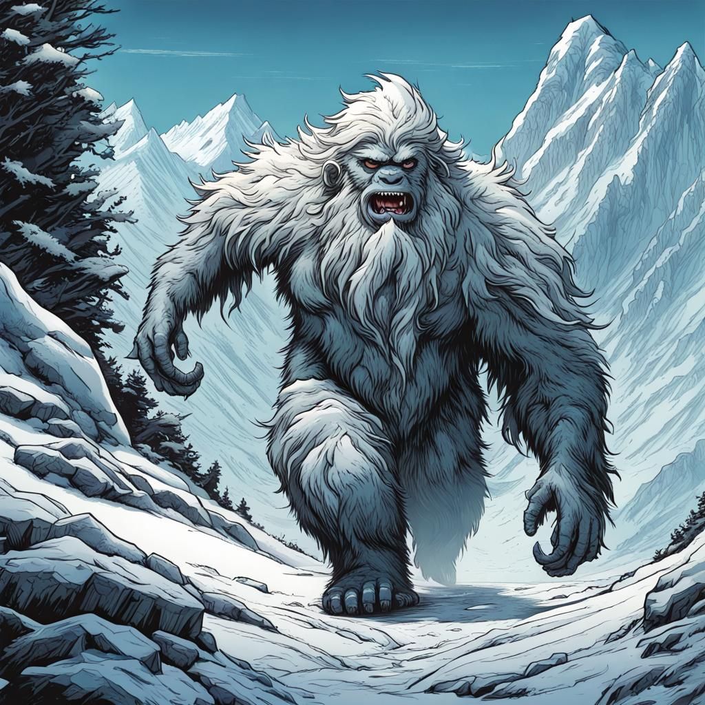 Yeti a Himalayan monster walking in himalayas - AI Generated Artwork ...