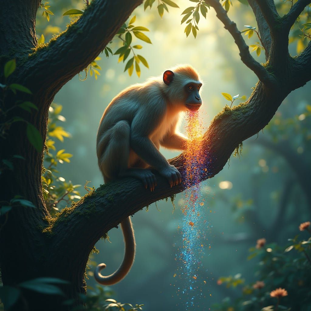 monkey pooping - Monkey Unleashes Vibrant Feces in Ancient J...