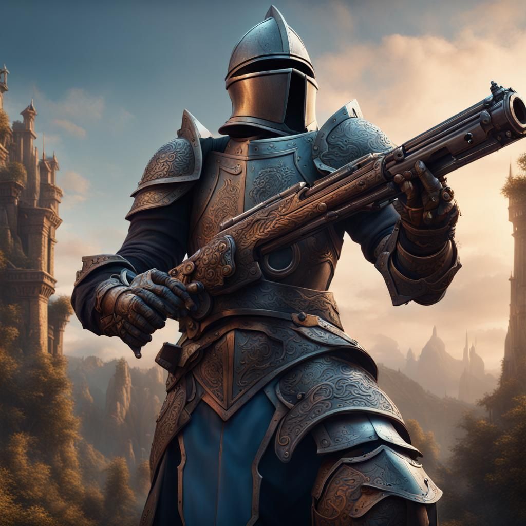 a knight with a gun - AI Generated Artwork - NightCafe Creator