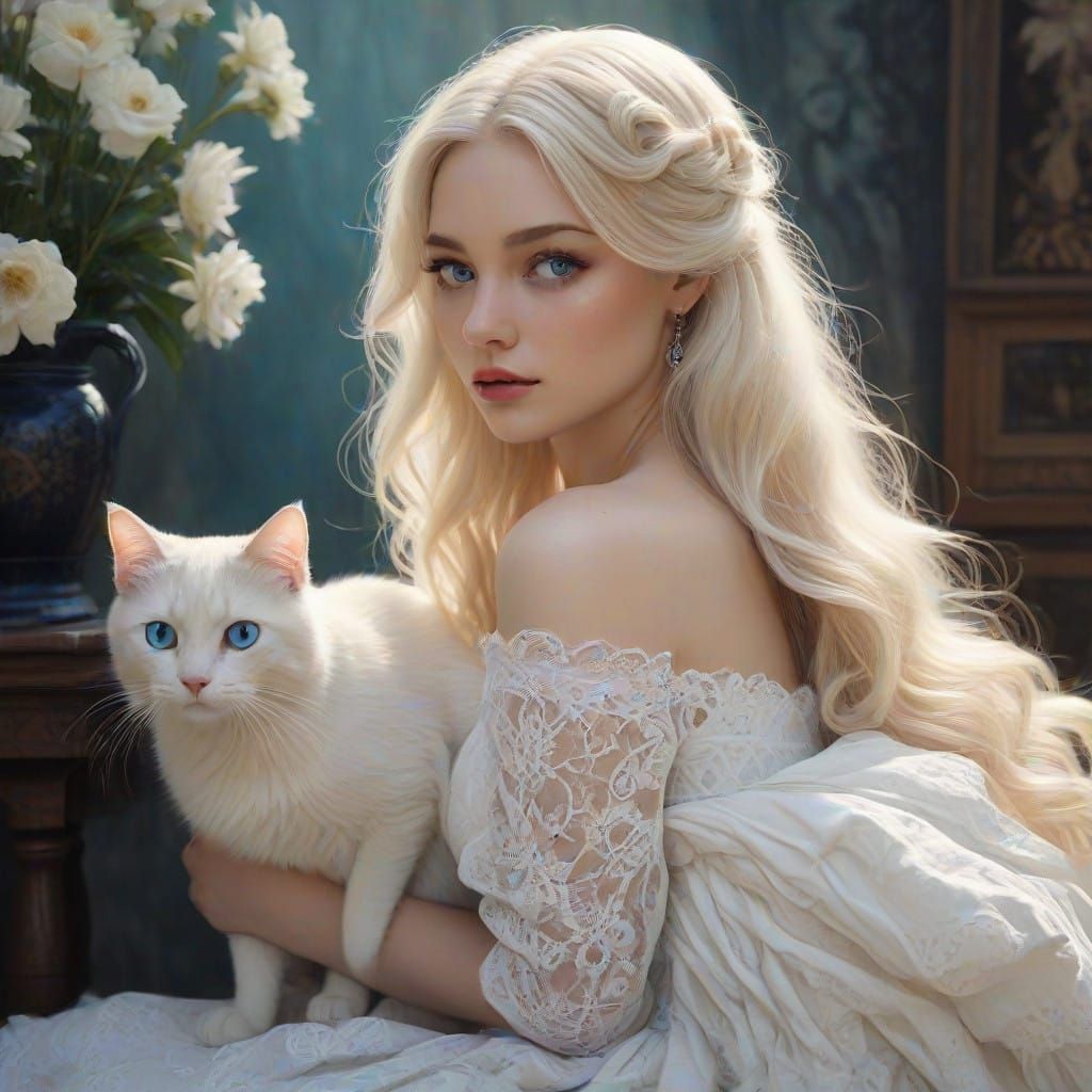 lady and his cat - lady and his cat