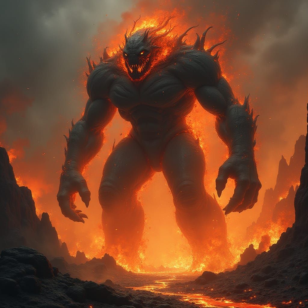 Gargantuan Igneous Golem of Fury Unleashed - AI Art