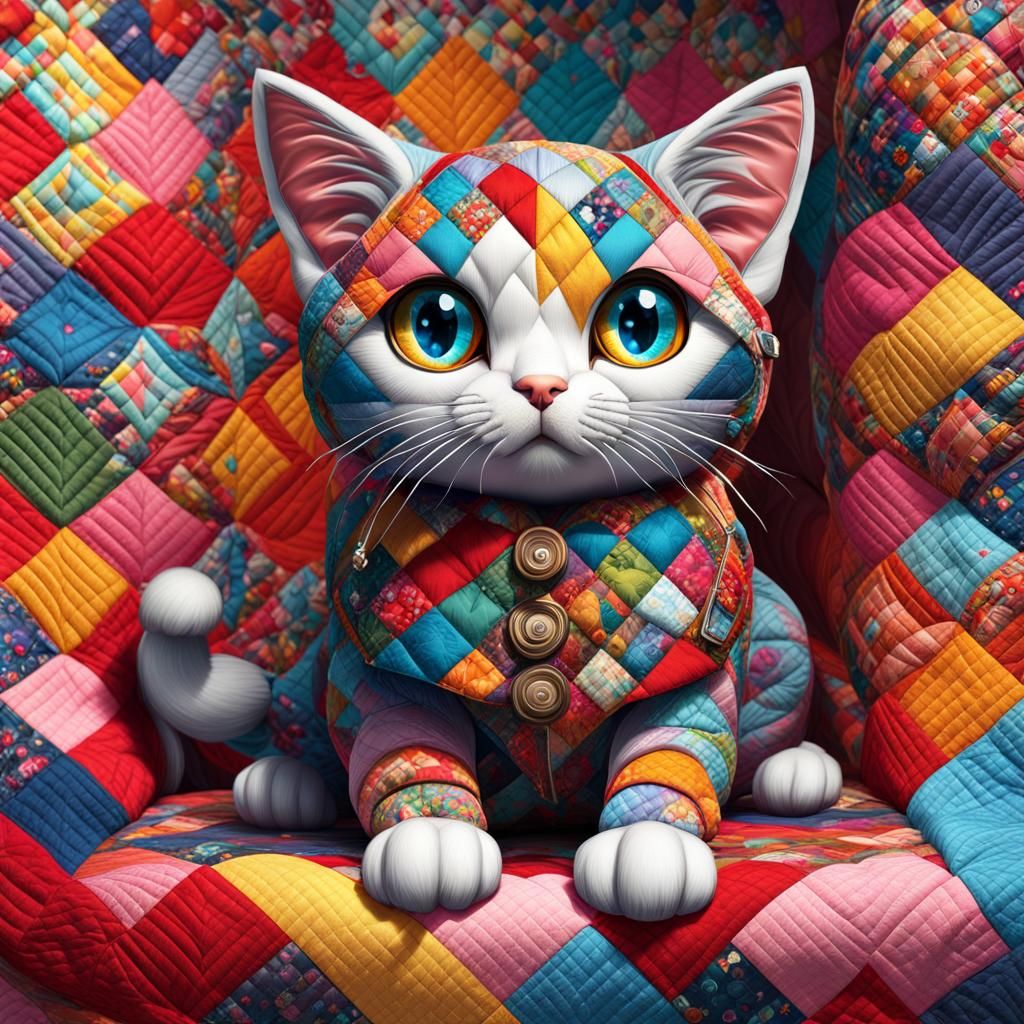 Purry, Purry Quilted Pose. - AI Generated Artwork - NightCafe Creator