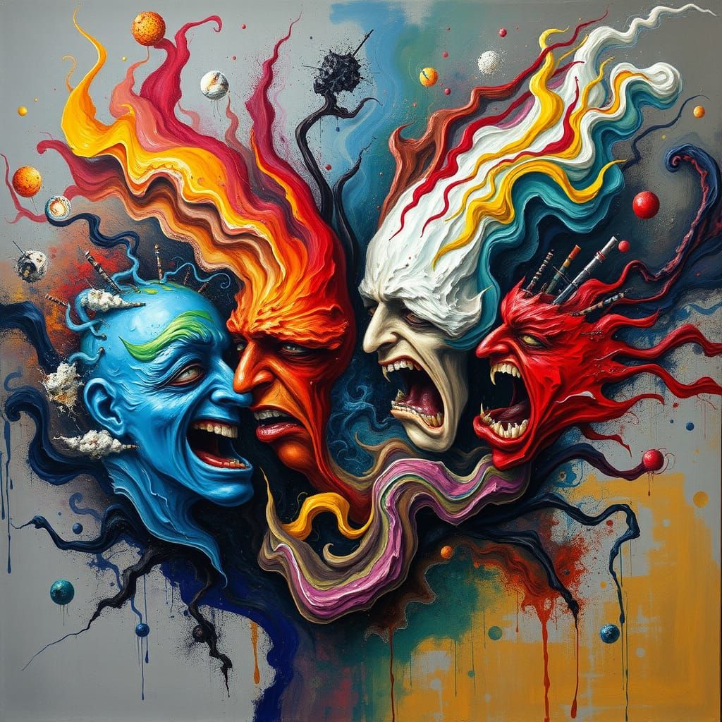 Abstract Surrealism in the War of Dimensions - AI Art