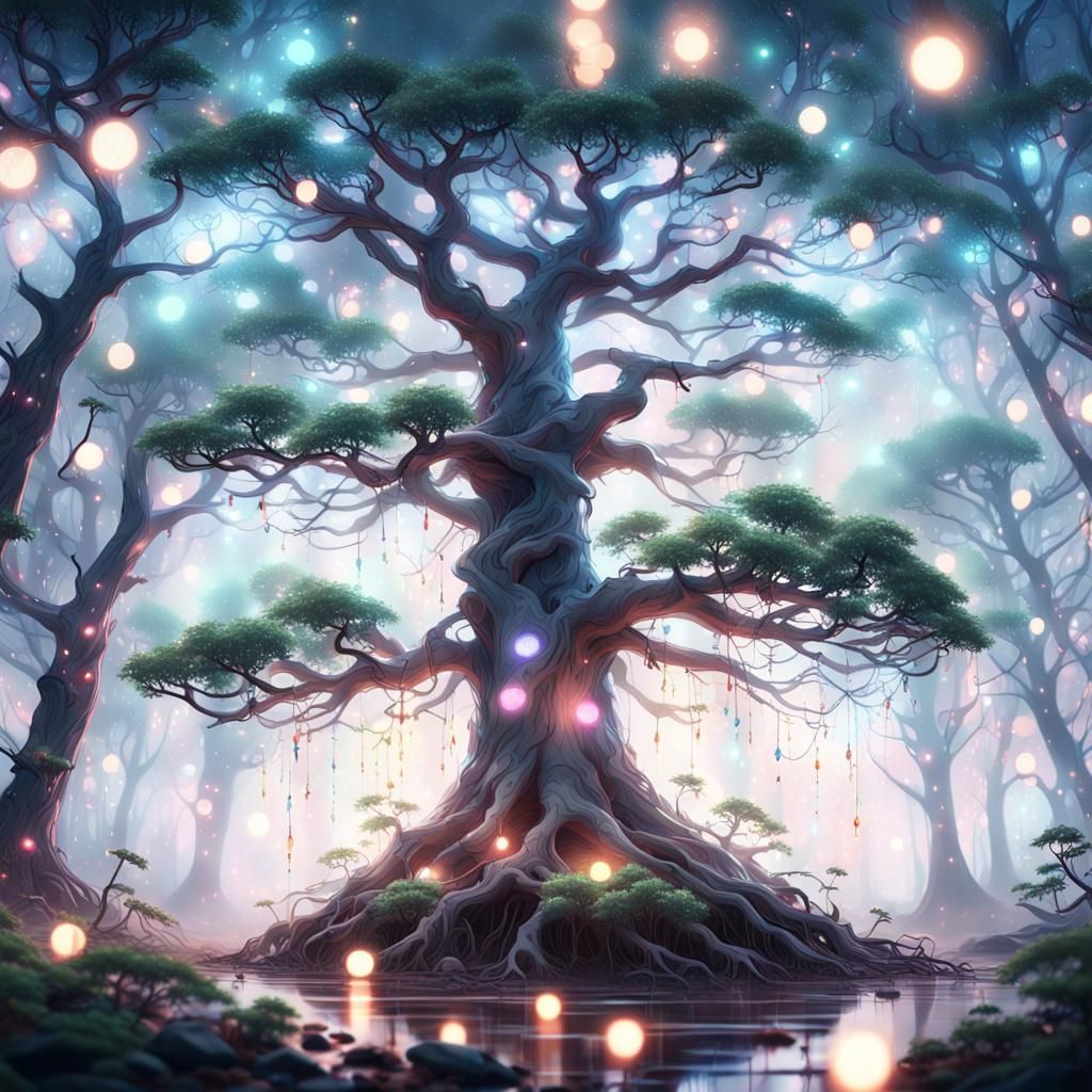 Dreamlike Anime Tree Shines with Enchanted Fairy L... - AI Art